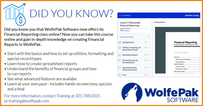 Online Financial Report Writing Class from WolfePak