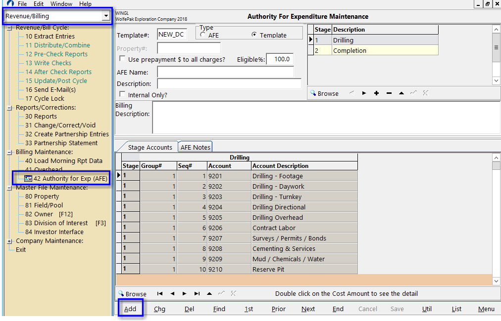AFE and AFE Reporting Set-up | WolfePak Software User Tips