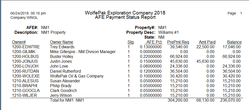AFE and AFE Reporting Set-up | WolfePak Software User Tips