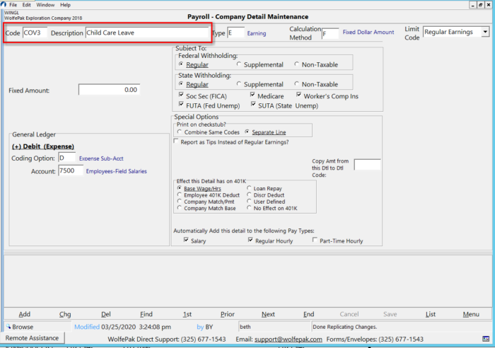 Tracking COVID-19 Tax Credits with WolfePak Software
